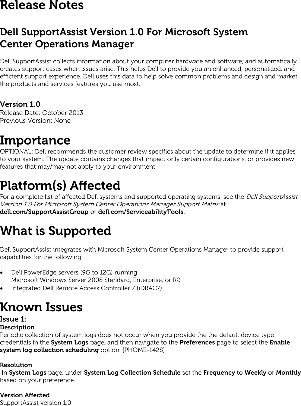 Dell Supportassist Version 1 0 For Microsoft System Center Operations ...