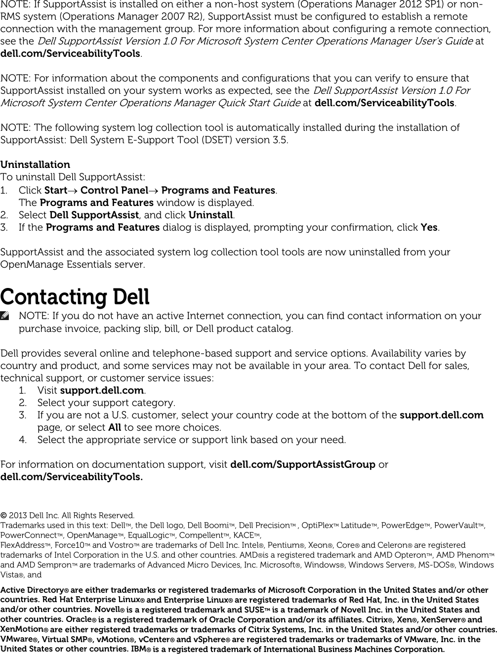 Dell Supportassist Version 1 0 For Microsoft System Center Operations ...