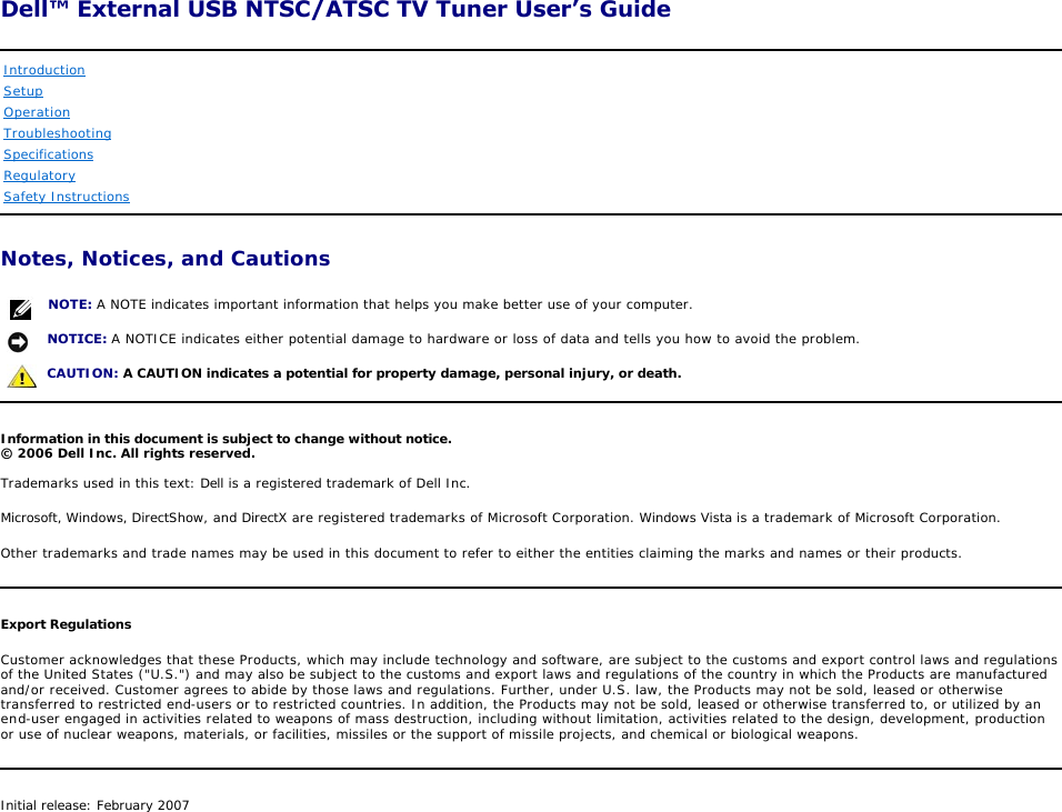 Dell Tv Tuner Ratsc Users Manual User's Guide
