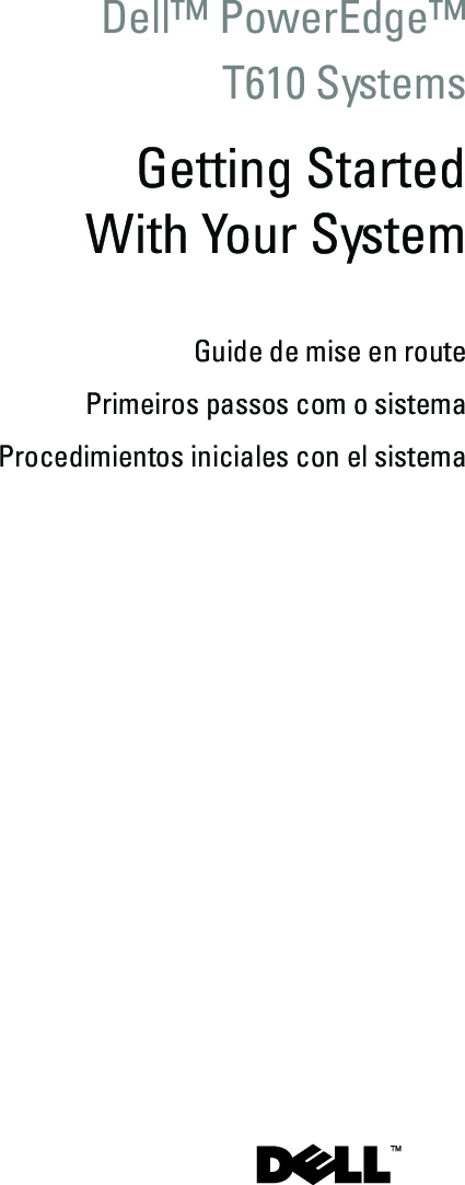 Dell E03S Getting Started With Your System User Manual To The 3d612dc7 ...