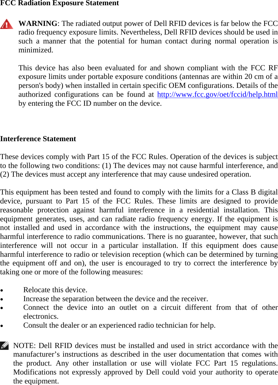 Dell P12S Notebook Computer User Manual United States RFID Text