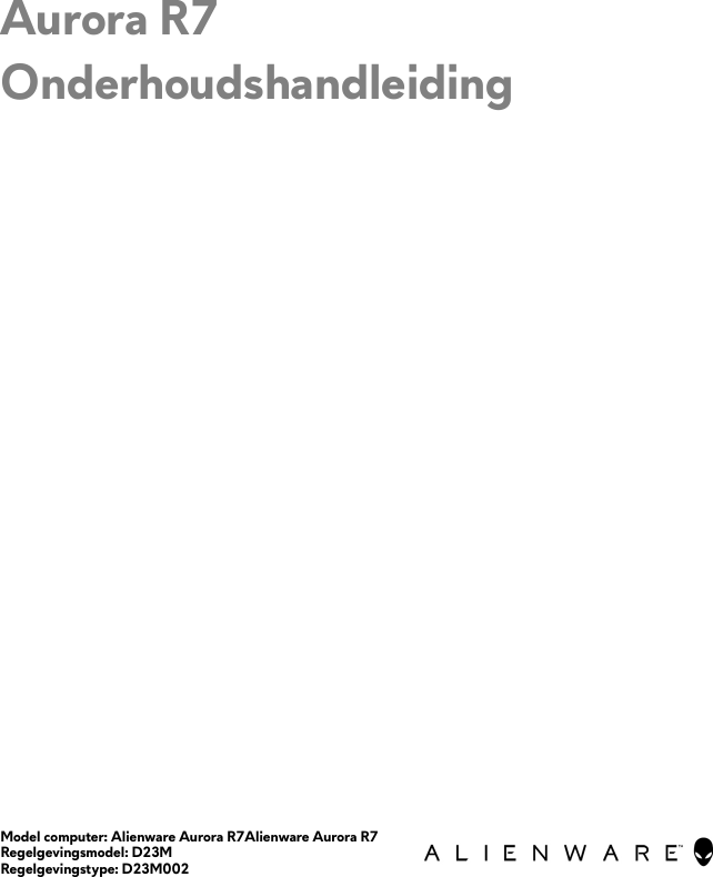 Dell Alienware aurora r7 desktop Onderhoudshandleiding User Manual ...