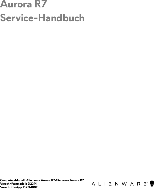 Dell Alienware aurora r7 desktop Service Handbuch User Manual Weitere ...