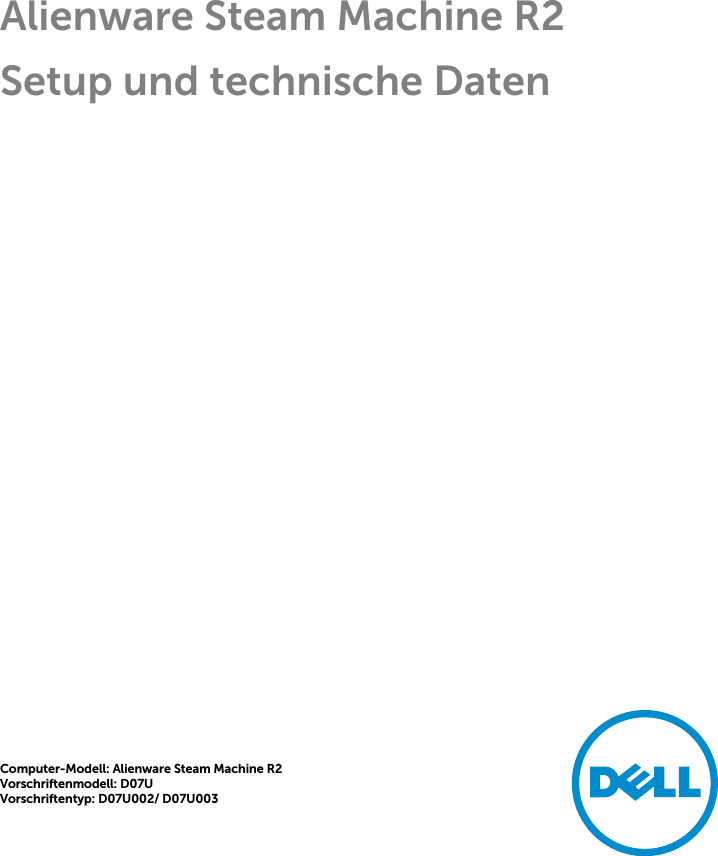Dell Alienware steam r2 console Machine Setup Und Technische Daten User ...