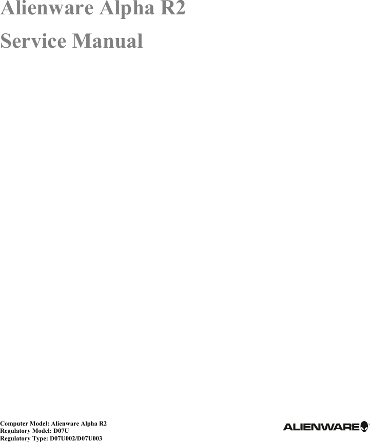 Dell Alienware steam r2 console Alpha Service Manual User En us