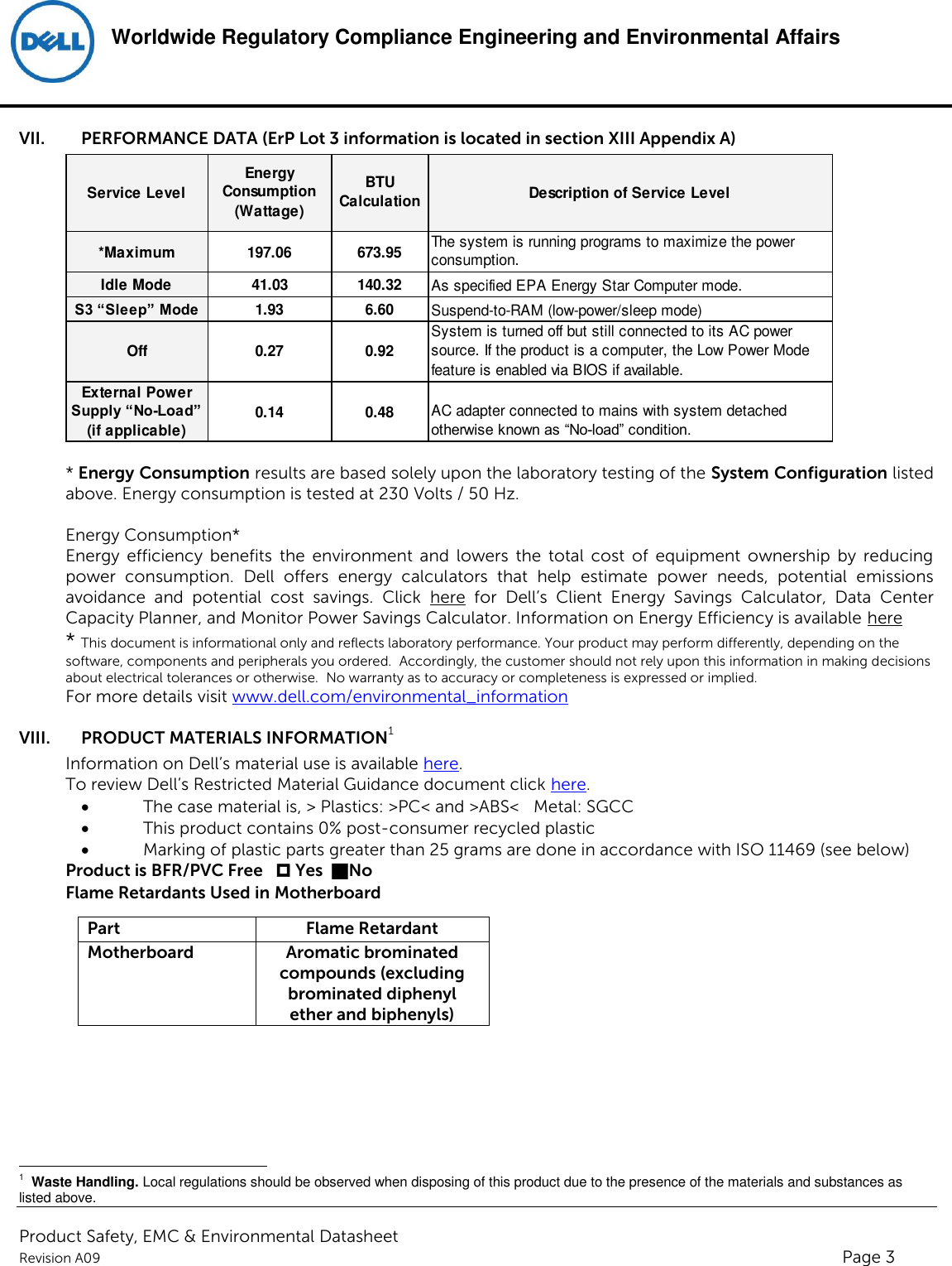 Dell Alienware x51 r2 Product Safety, EMC And Environmental Datasheet ...