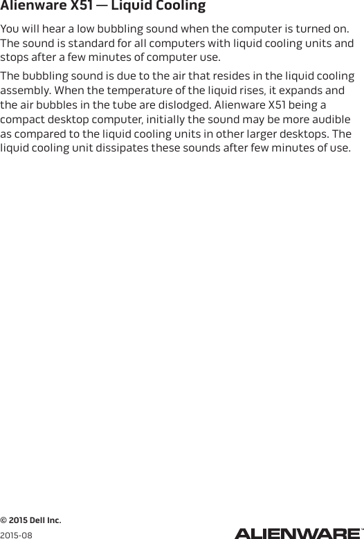 Dell Alienware x51 r3 About Liquid Cooling User Manual Reference Guide2 ...