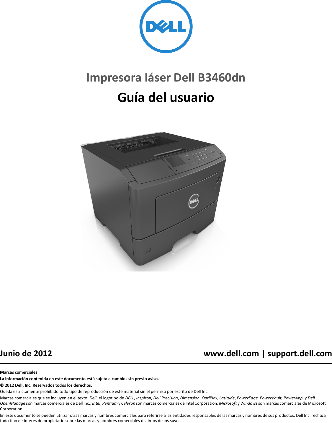 Dell b3460dn Guía Del Usuario User Manual GuÃ­a User's Guide Es mx