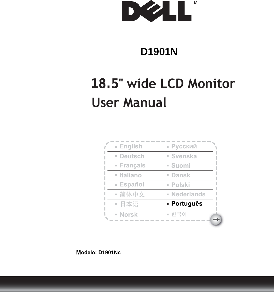 Dell d1901n Monitor User Manual User's Guide Pt br