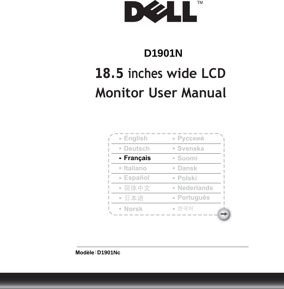 Dell d1901n Monitor User Manual User's guide Fr