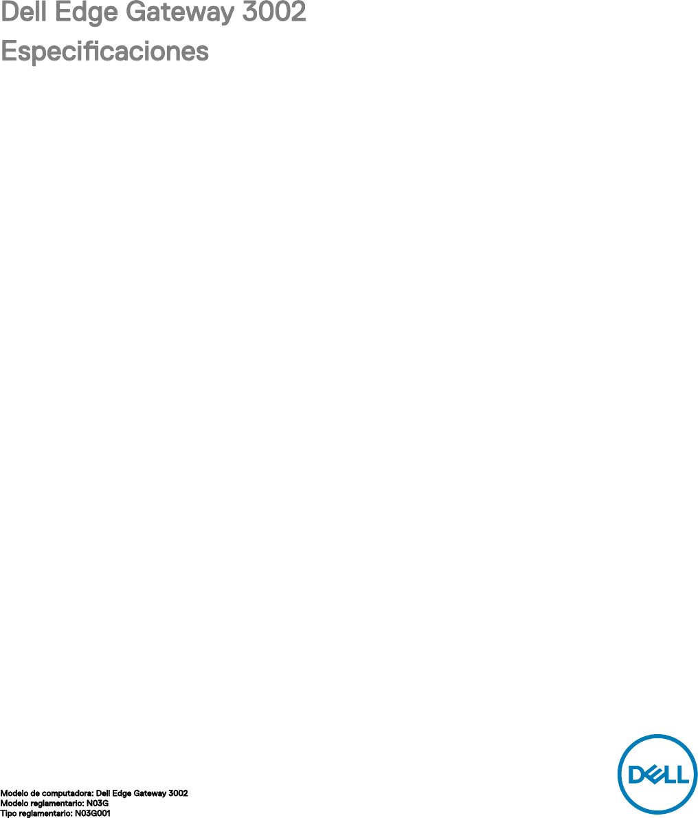 Dell edge gateway 3000 series 3002 Especificaciones User Manual Os ...