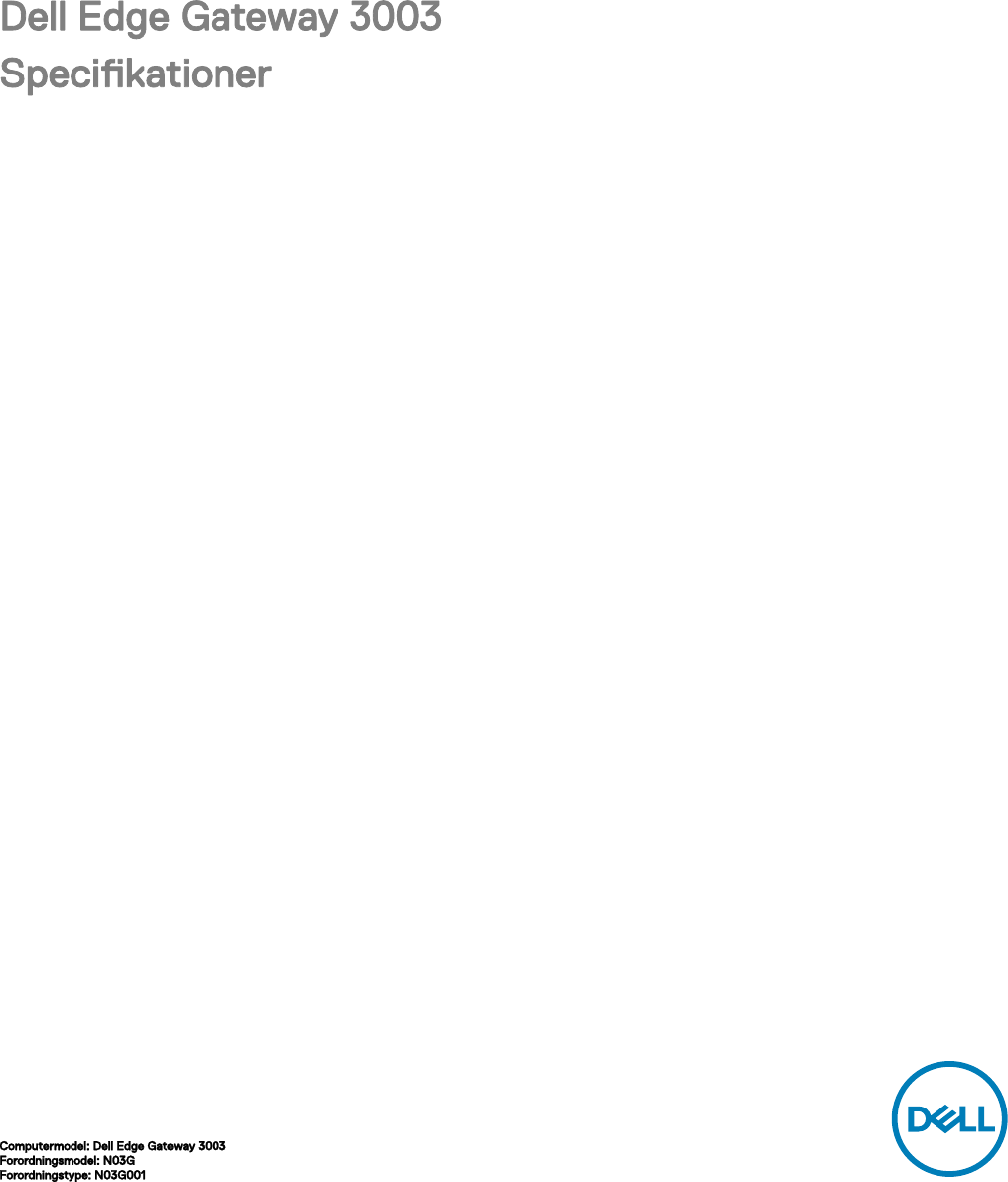 Dell edge gateway 3000 series 3003 Specifikationer User Manual ...