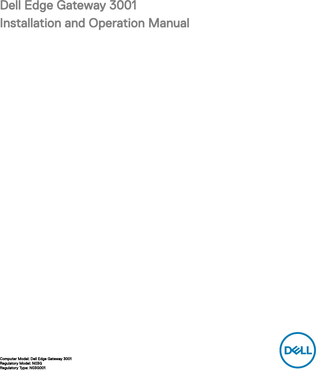 Dell edge gateway 3000 series 3001 Installation And Operation Manual ...