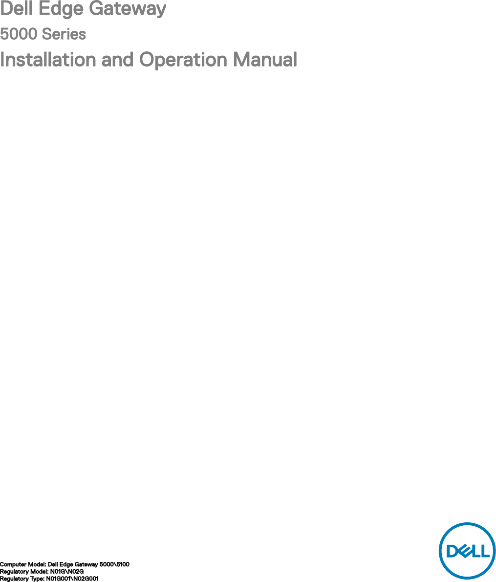 Dell edge gateway 5000 Series Installation And Operation Manual User ...