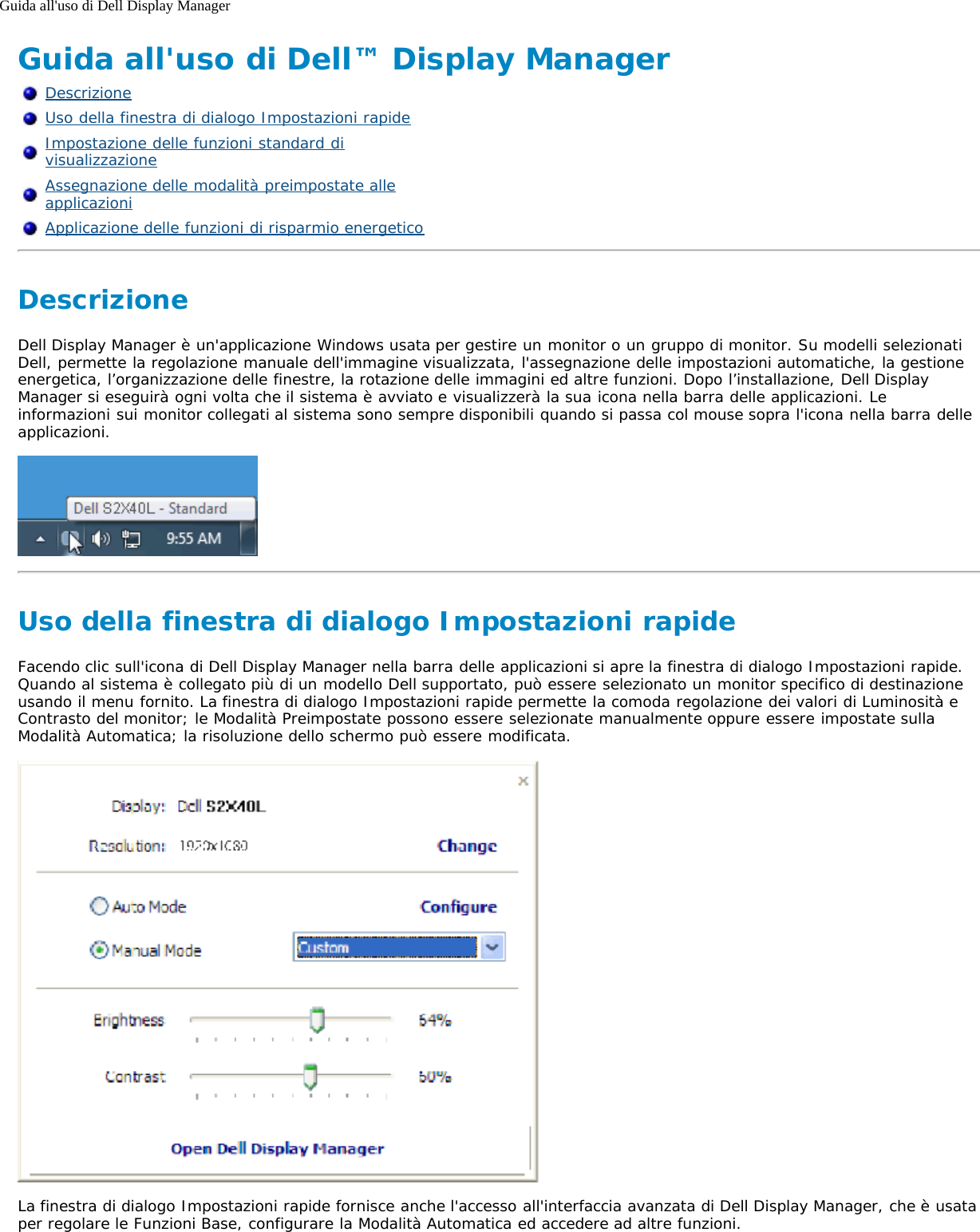 Dell s2240l Guida All'uso Di Display Manager User Manual All’uso User's ...