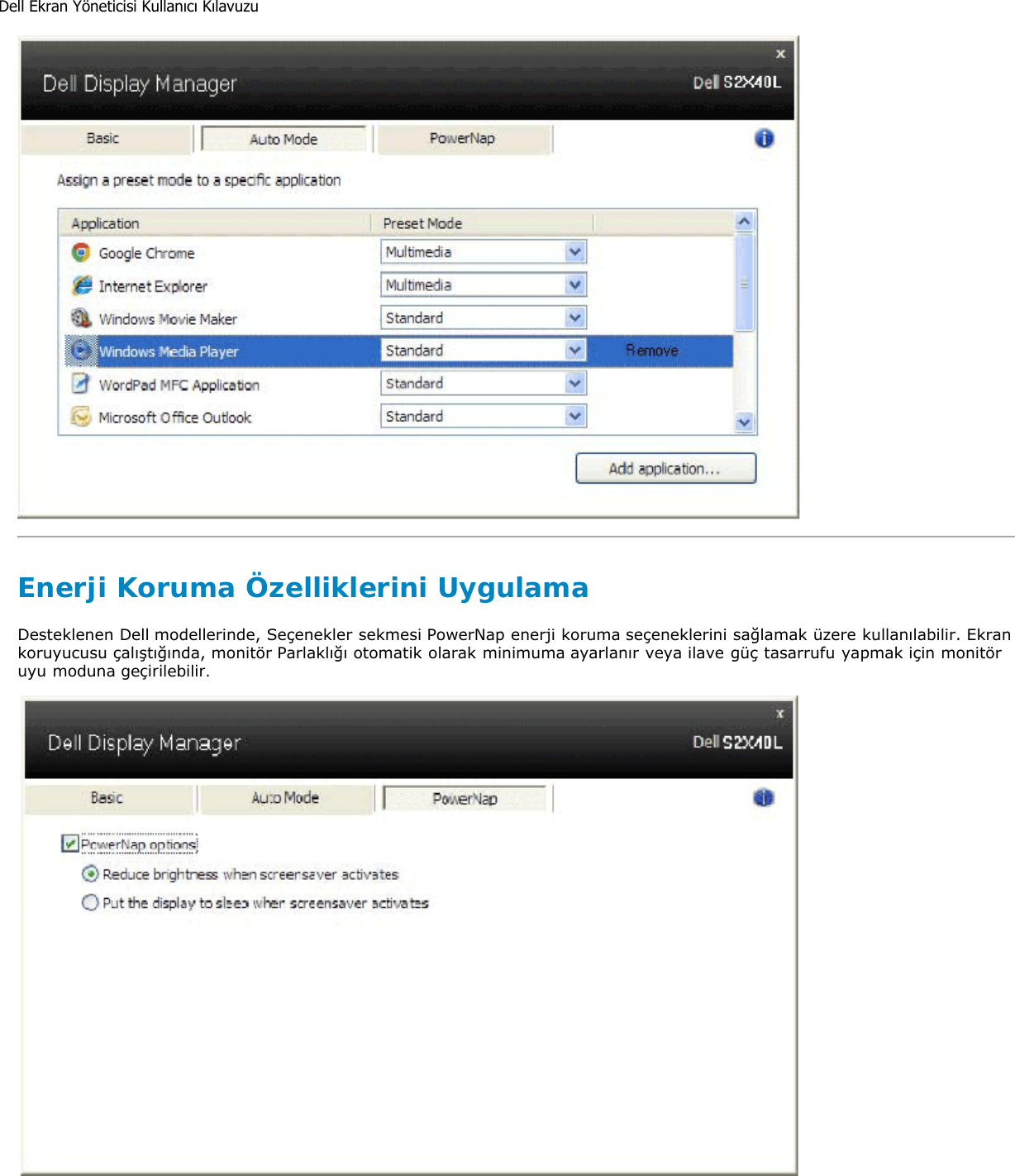 Dell s2340l Ekran Yöneticisi User Manual KullanÄ±cÄ± KÄ±lavuzu User's Guide2 Tr