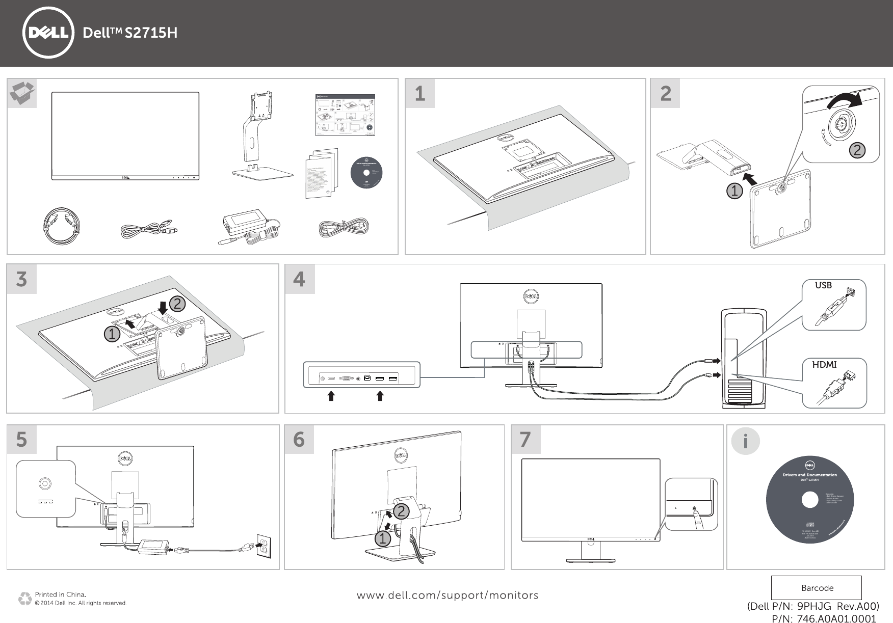 Dell s2715h Quick Start Guide User Manual Setup En us