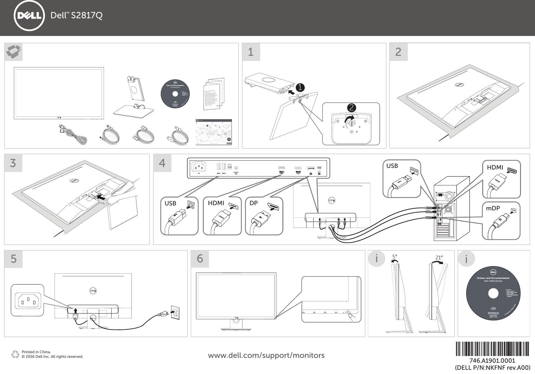Dell s2817q monitor 快速入门指南 使用手册 其他文档 Setup Guide Zh cn