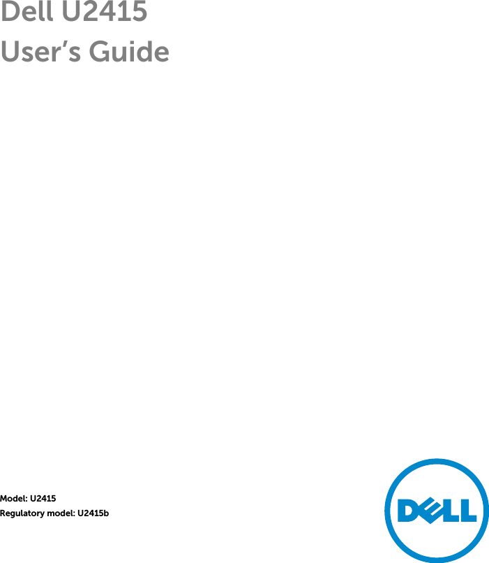 Dell u2415 Monitor User‘s Guide User Manual User's En us