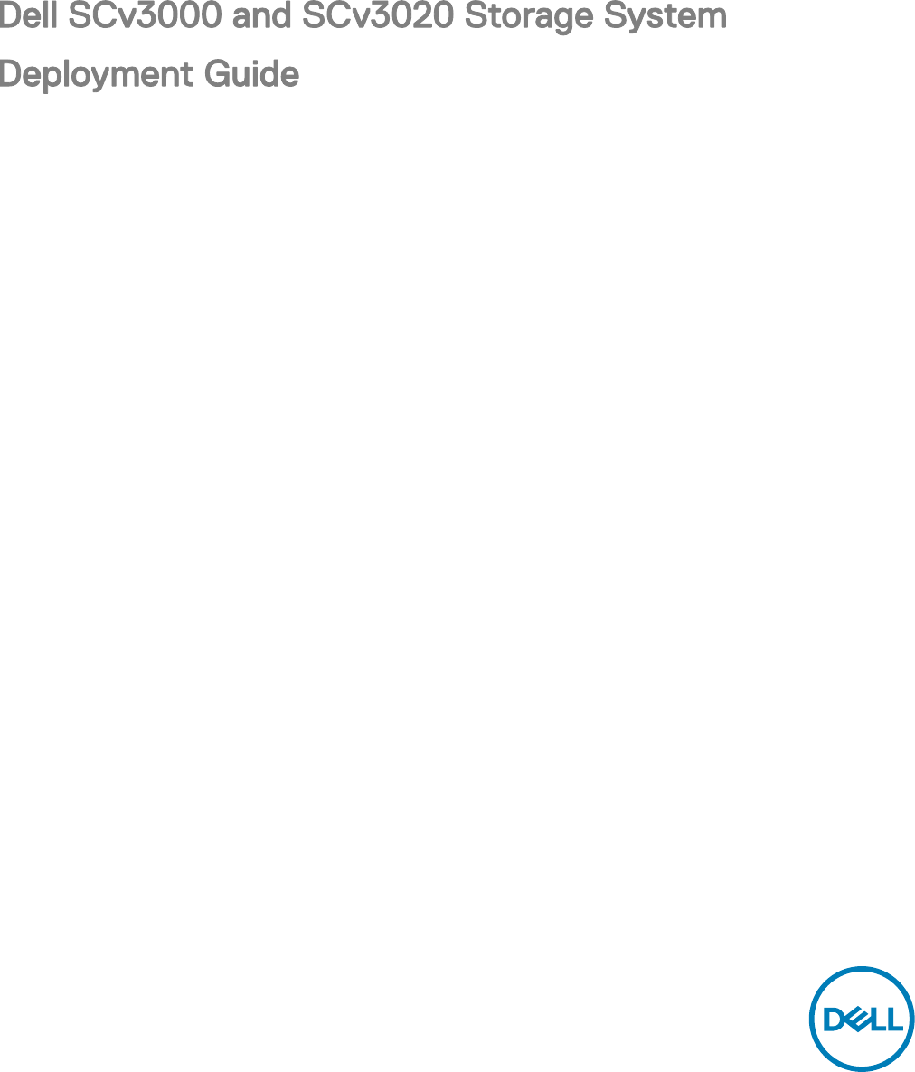 Dell Storage scv3000 And SCv3020 System Deployment Guide User Manual En us