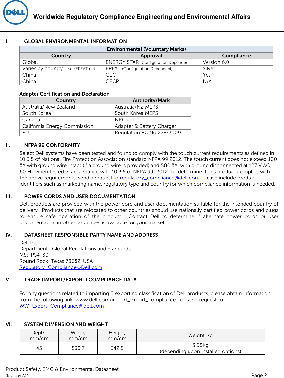 Dell Wyse 5040 Product Safety, EMC And Environmental Datasheet User ...