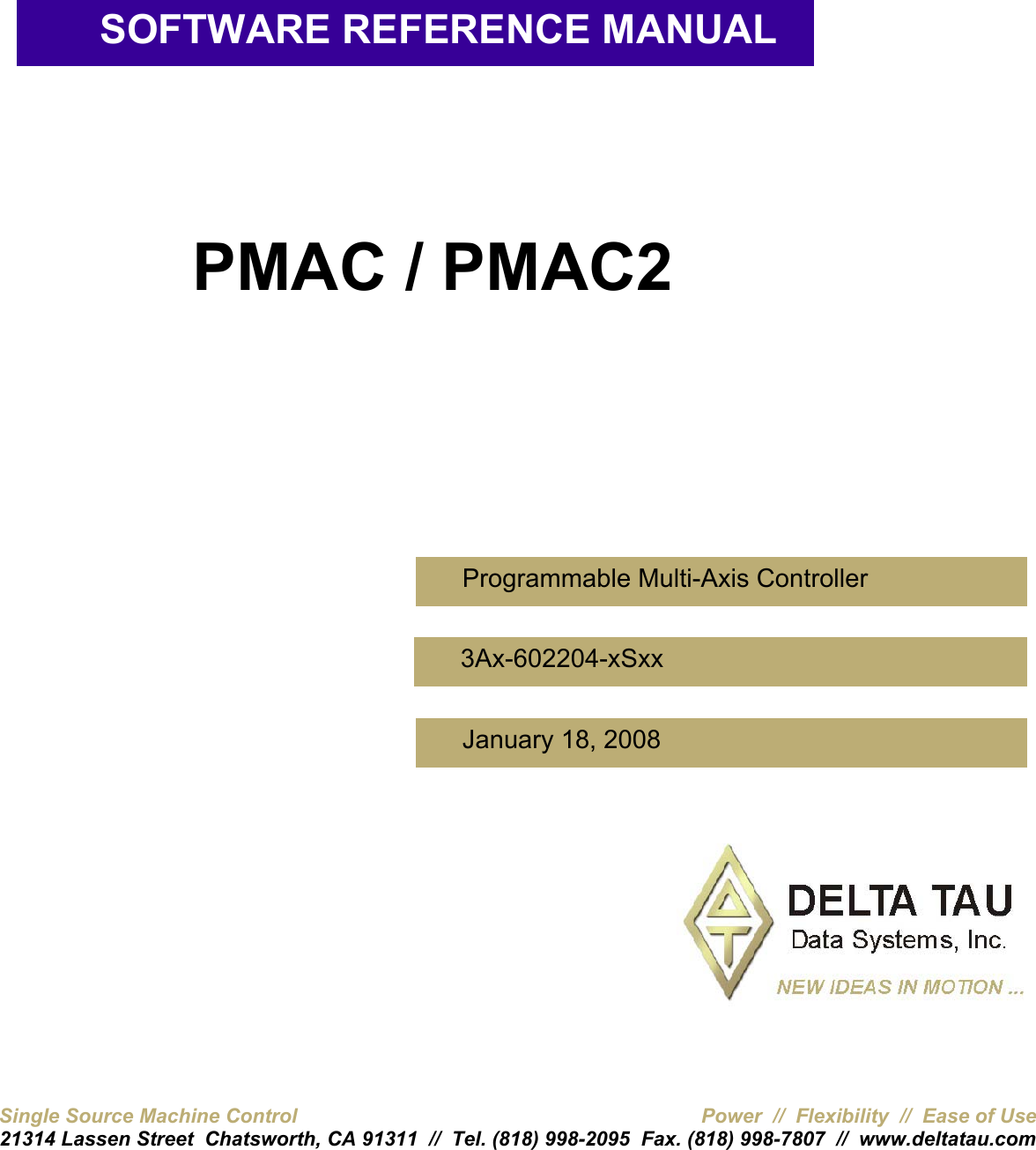 Delta Tau Pmac Mini Pci Reference Manual And PMAC2 Software