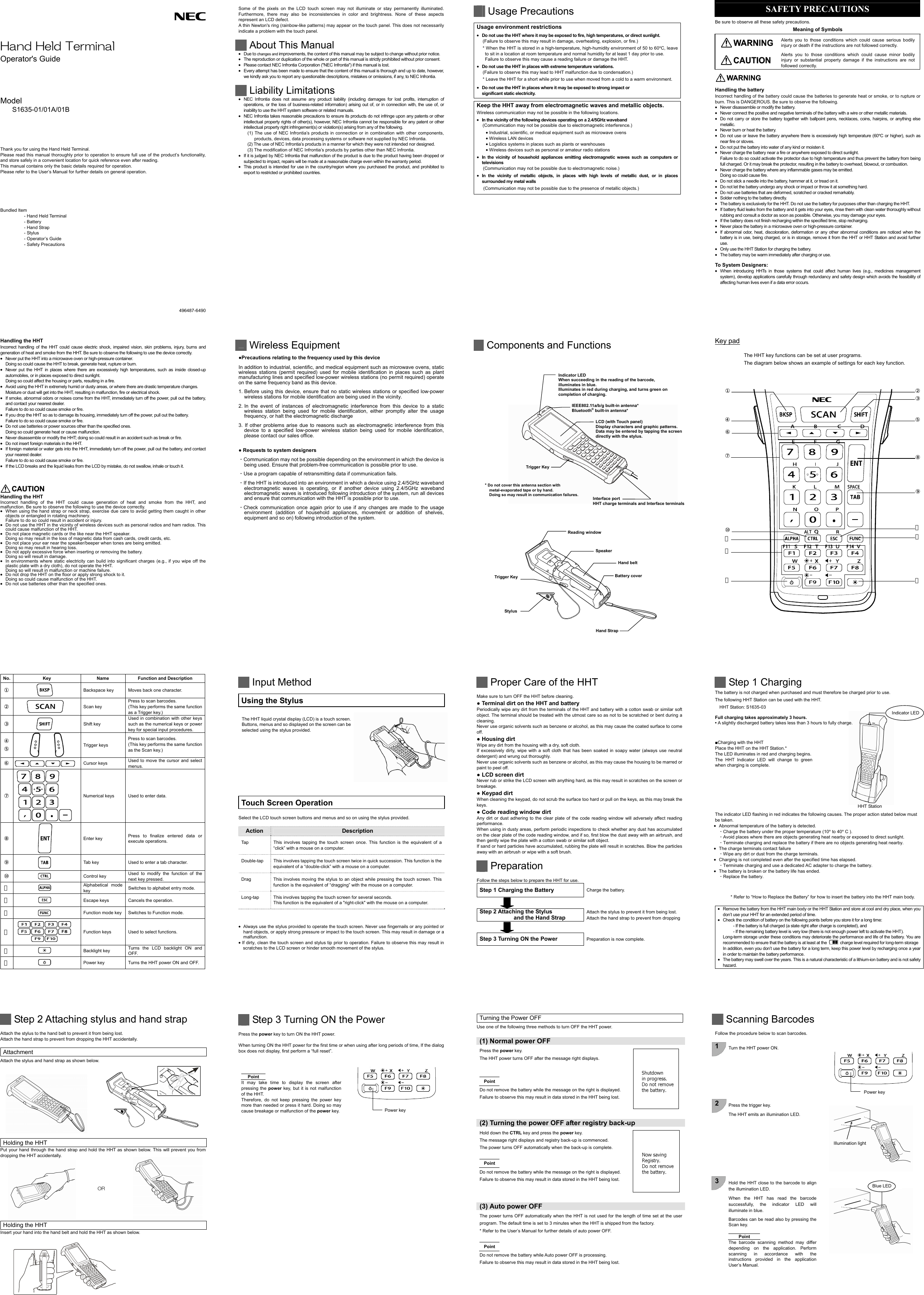 Denso Wave orporated S1635-01 Hand Held Terminal User Manual 496487 ...
