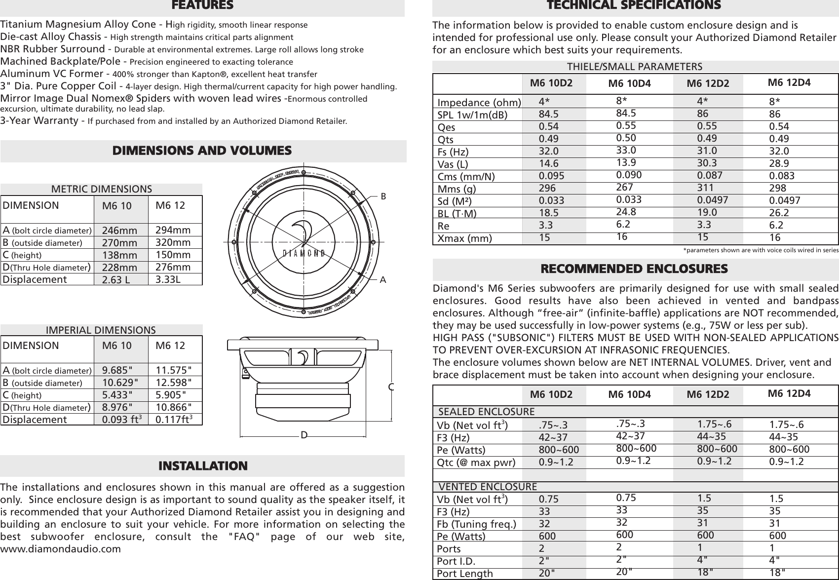 Diamond Audio Technology M6 10D2 Users Manual C
