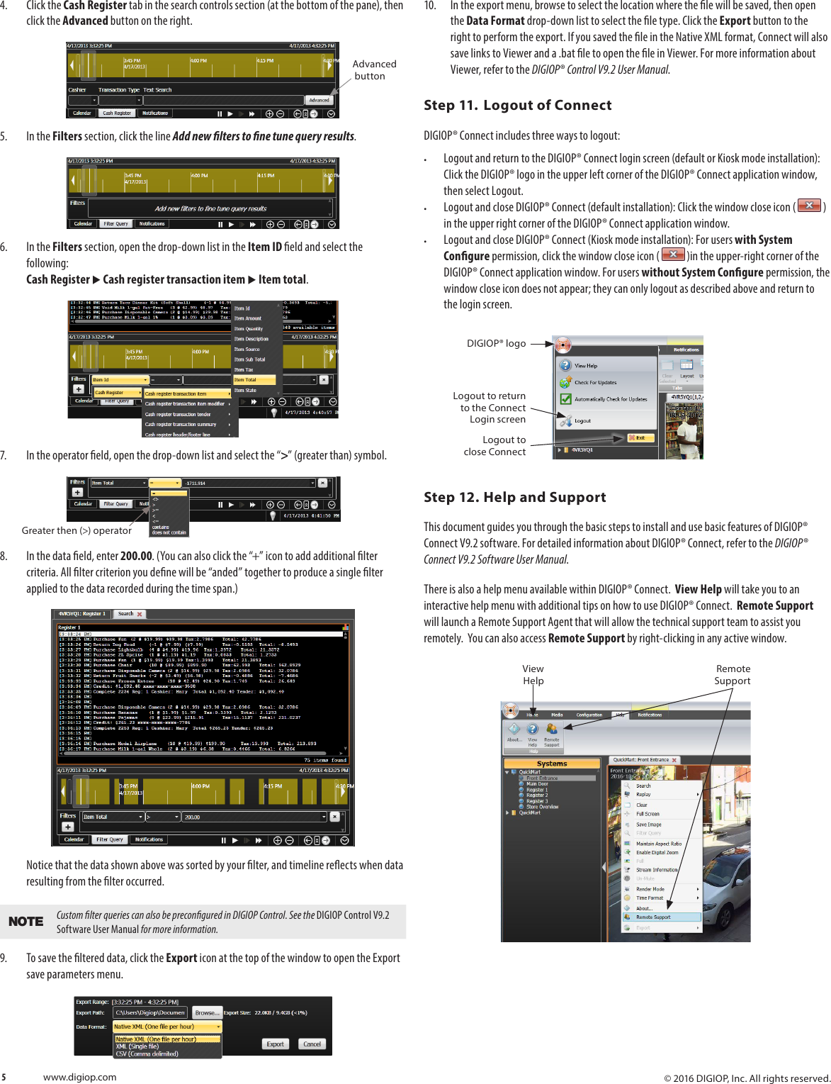 DIGIOP® Connect V9.1 Software Quick Start Guide DIGIOP V9.2