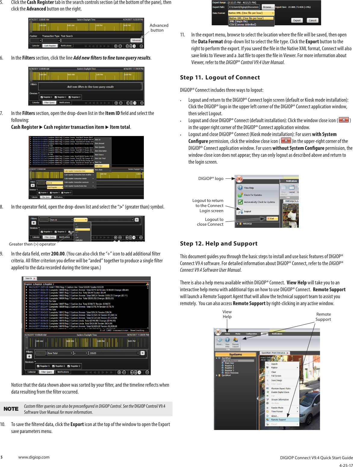 DIGIOP® Connect V9.1 Software Quick Start Guide DIGIOP V9.4
