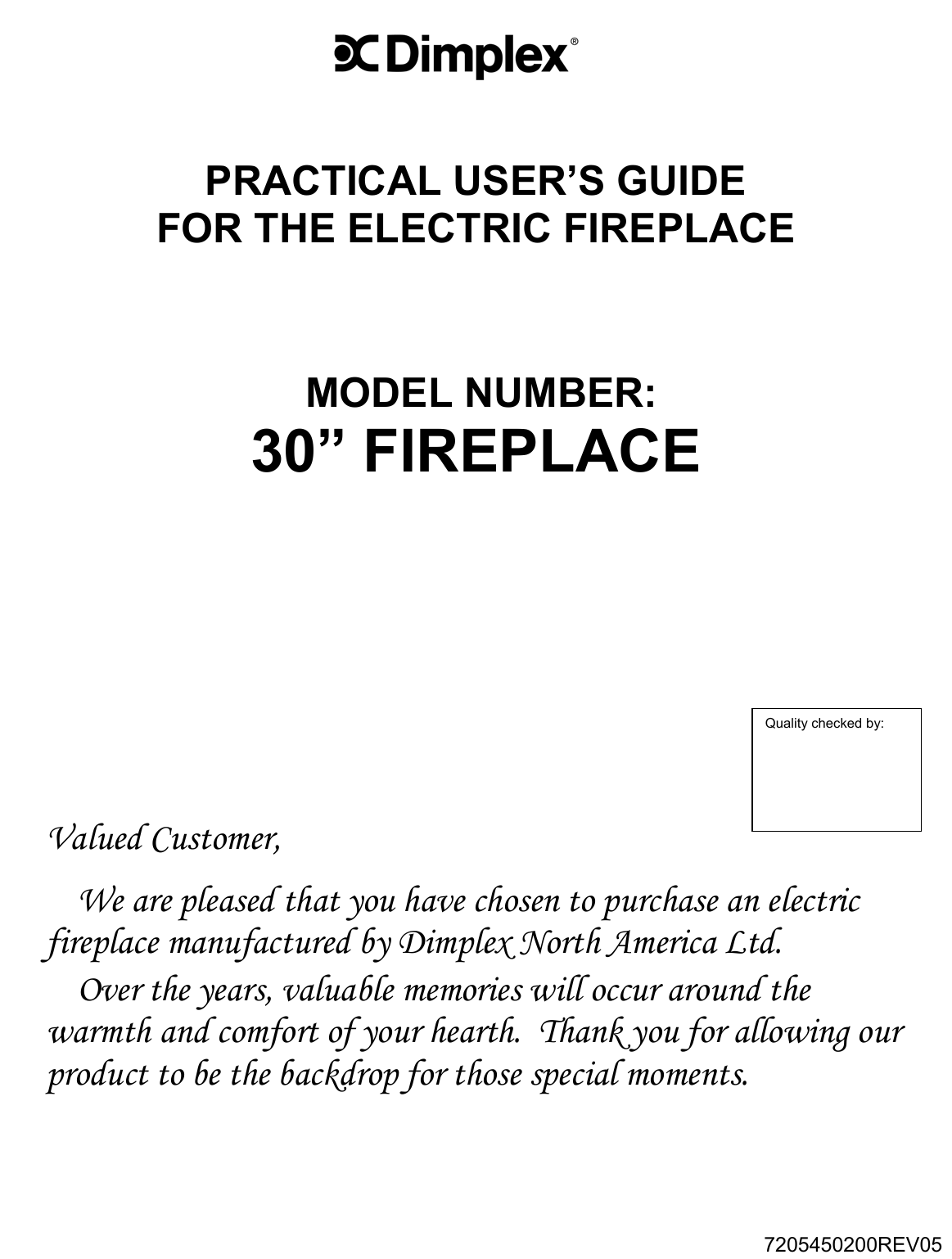 Dimplex Df3003 Users Manual 7205450200REV05