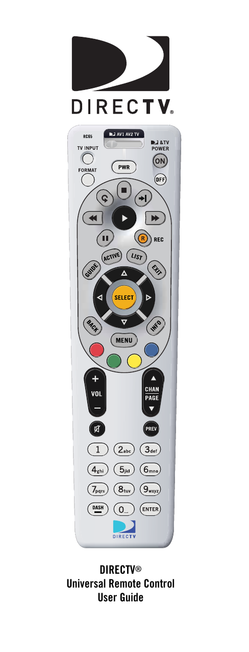 Directv 4 Device Replacement Remote Rc65 Users Manual Control