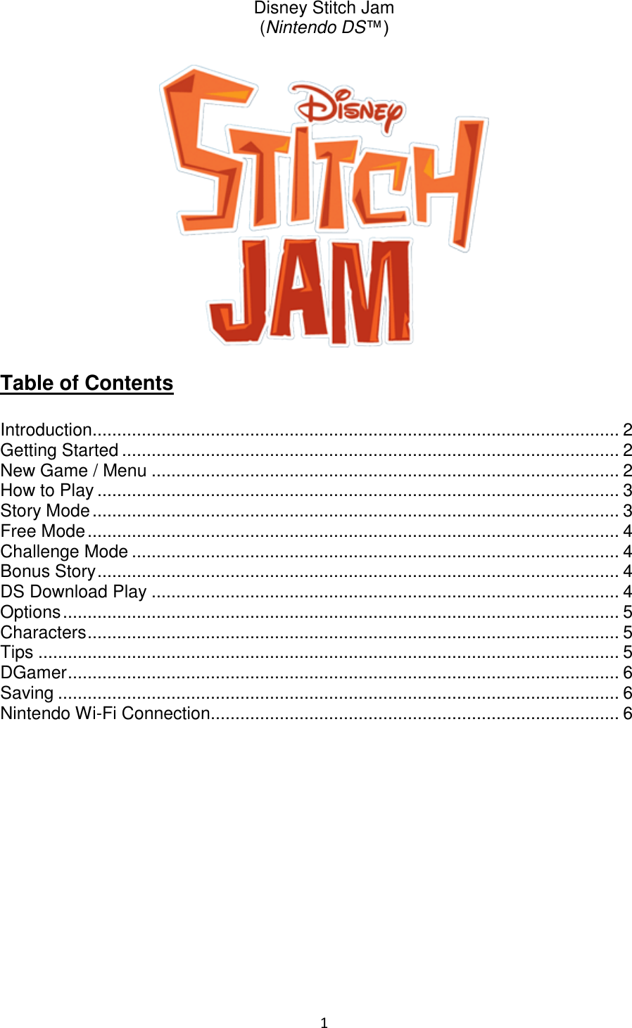 Disney Interactive Studios Stitch Jam For Nintendo Ds Users Manual