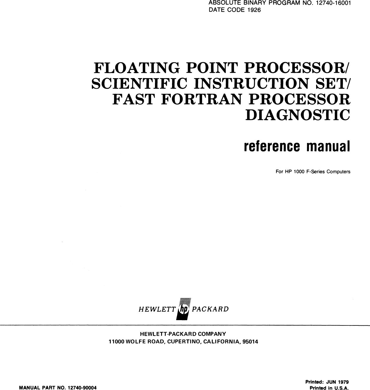 Floating Point Processor/Scientific Instruction Set/Fast FORTRAN ...