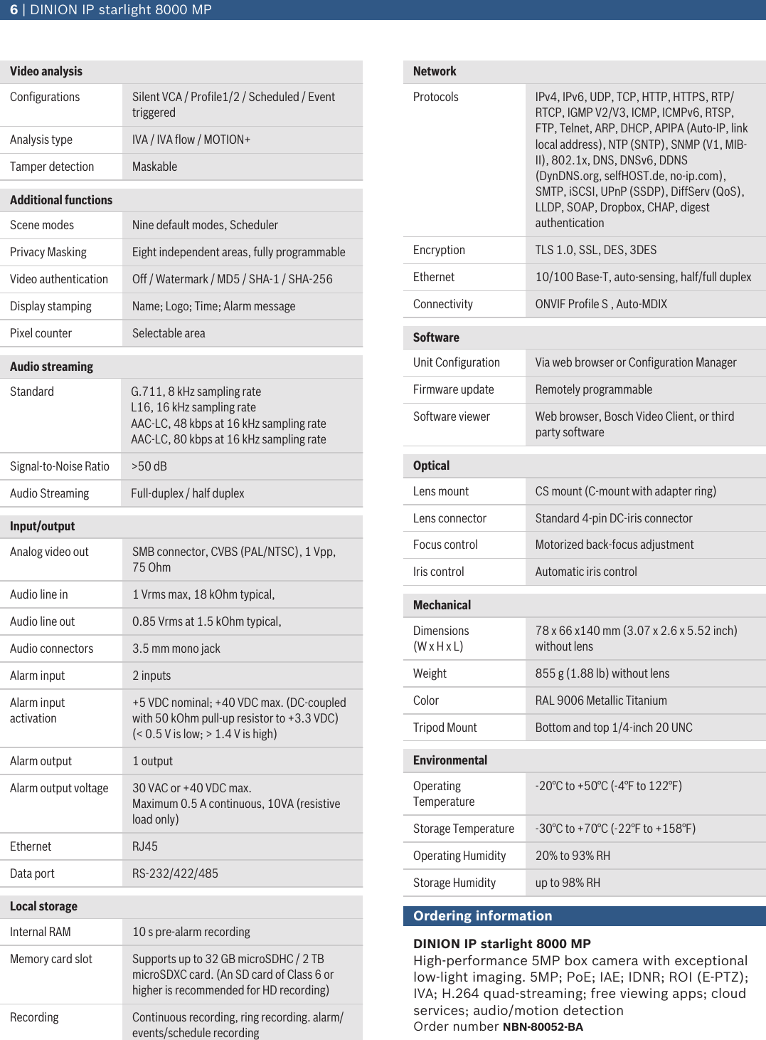 DINION IP Starlight 8000 MP 1508458304NBN 80052 Data Sheet En US ...