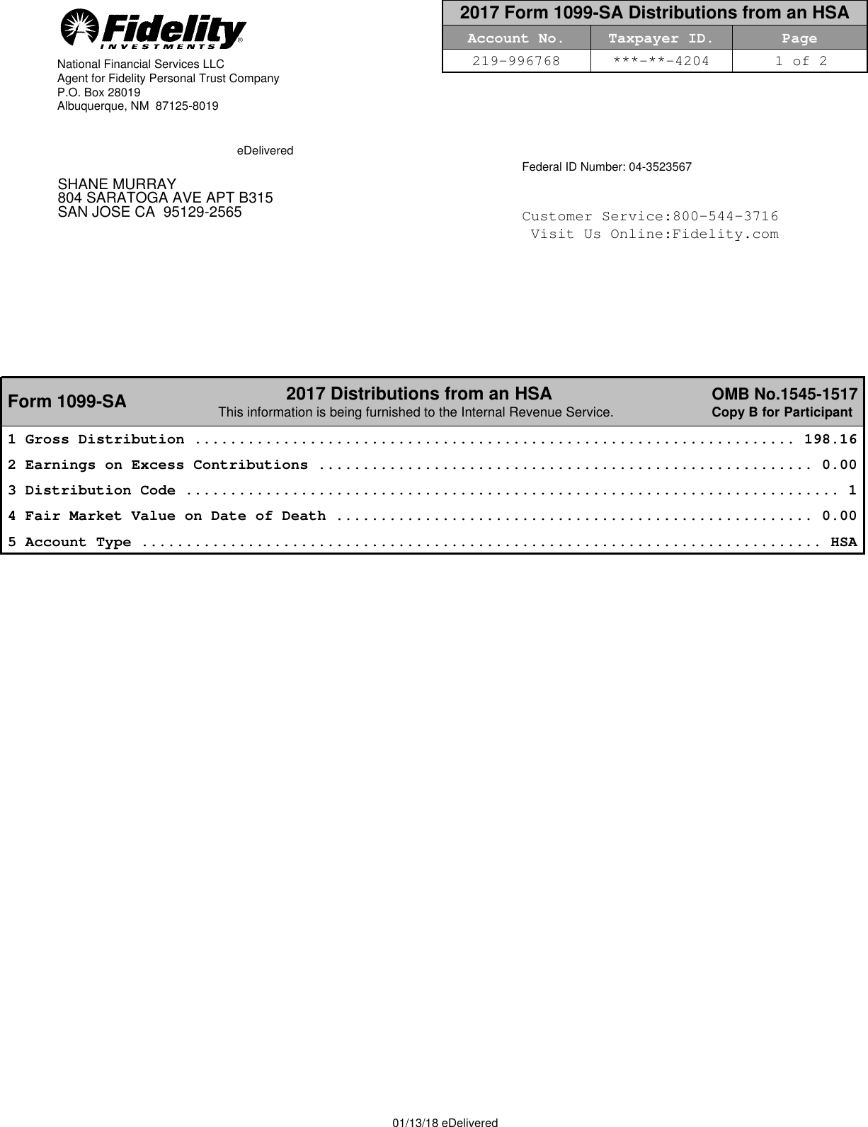 2017 Health Savings Account 6768 Form 1099 SA Instructions 2017 Health Savings Account 6768 Form 1099 SA Instructions