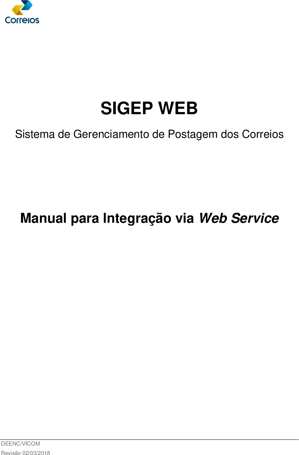 SIGEP Web Manual De Implementação Do Service 2018 04 24 Implementacao