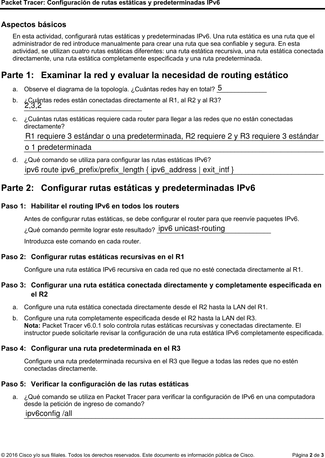 2244 Packet Tracer Configuring Ipv6 Static And Routes Instructions
