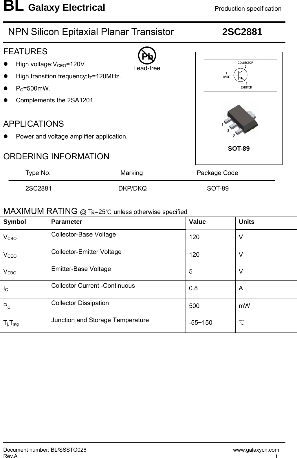 2SC2881 Datasheet. Www.s manuals.com. Galaxy