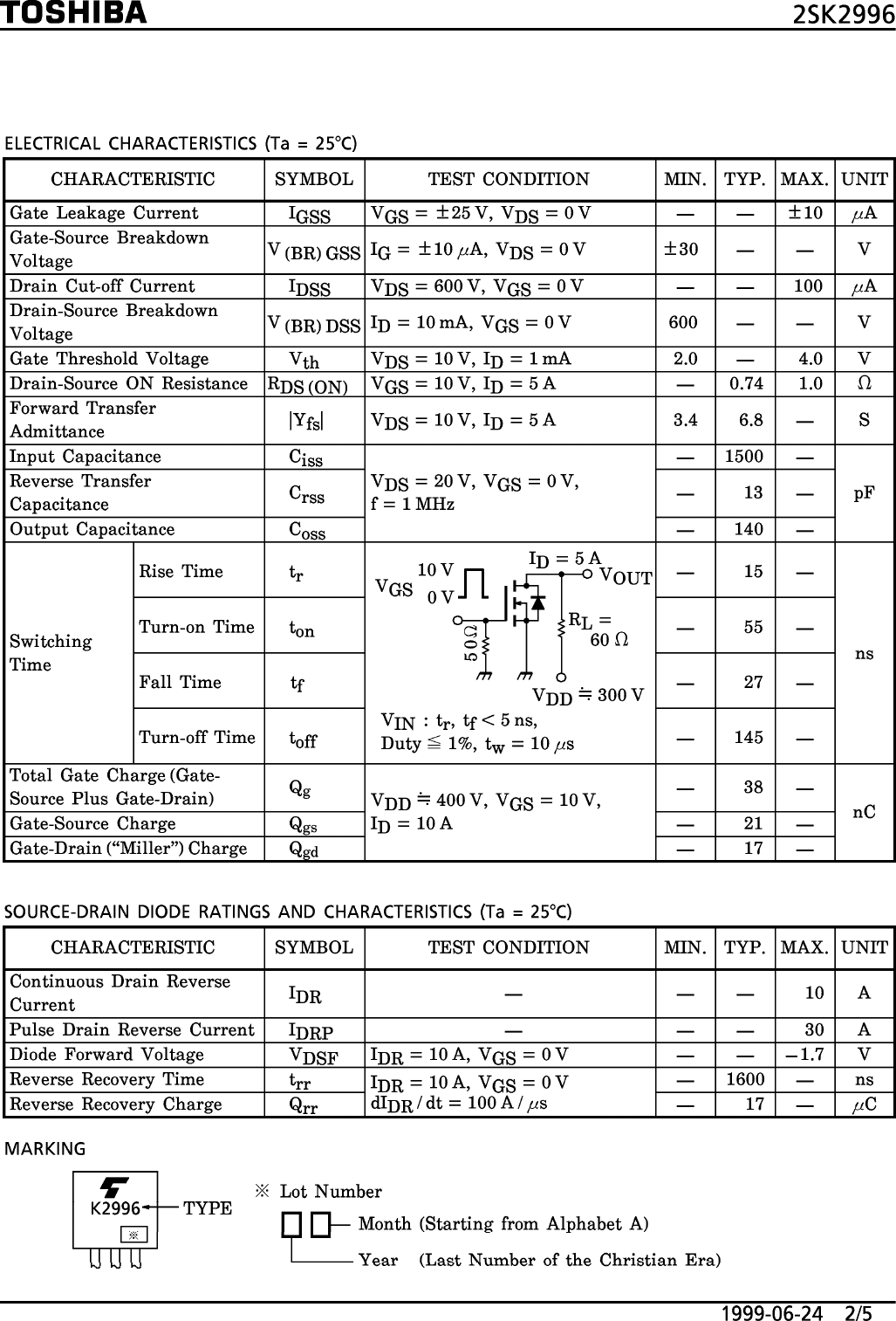 2SK2996 Datasheet. Www.s manuals.com. Toshiba