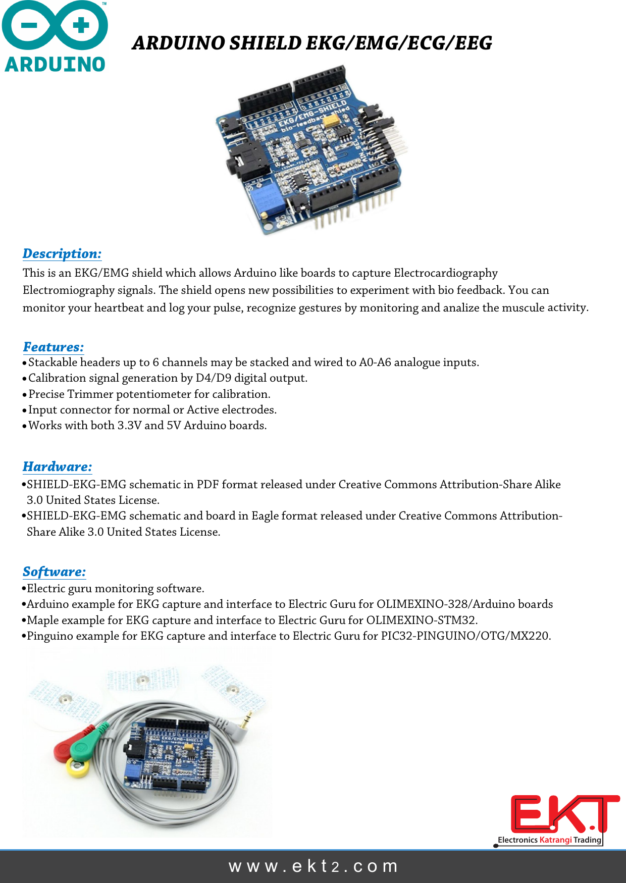 412 ARDUINO SHIELD EKG EMG ECG EEG MANUAL