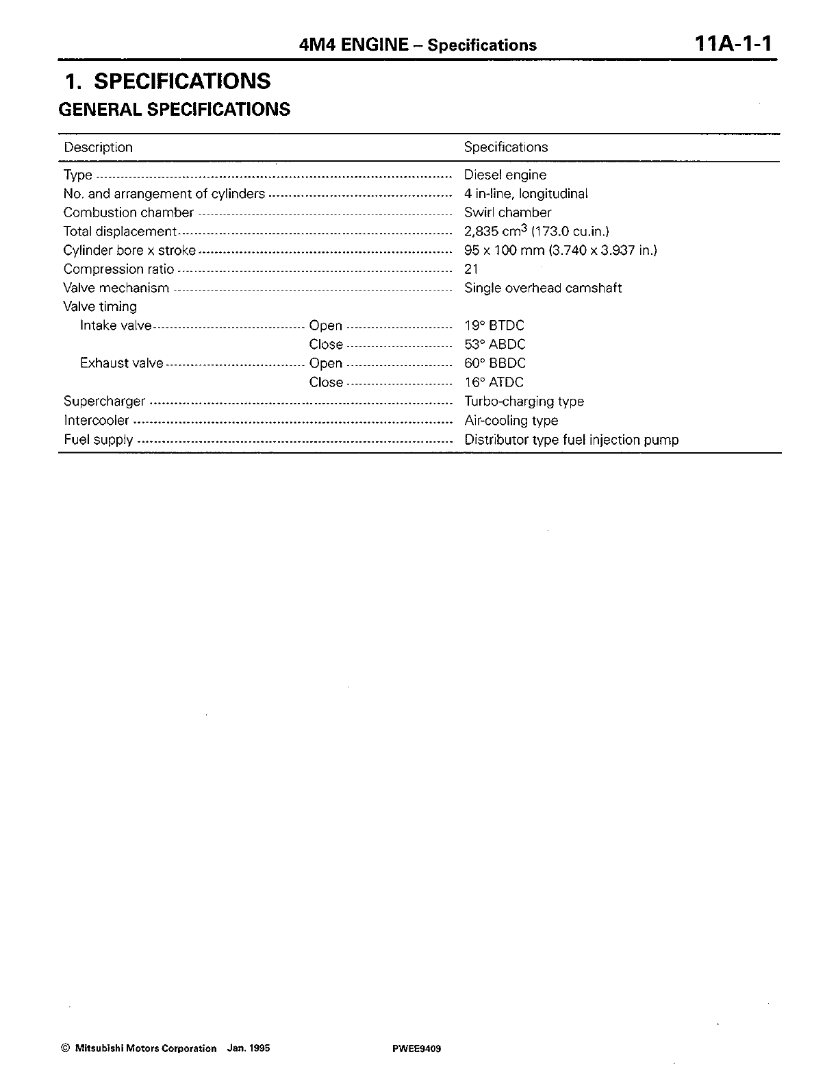 ENGINE Workshop Manual 4M4 (W E) 4M40
