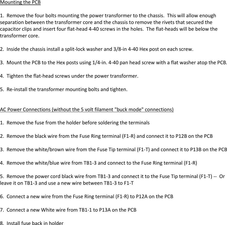516F 2 Modifications Instructions