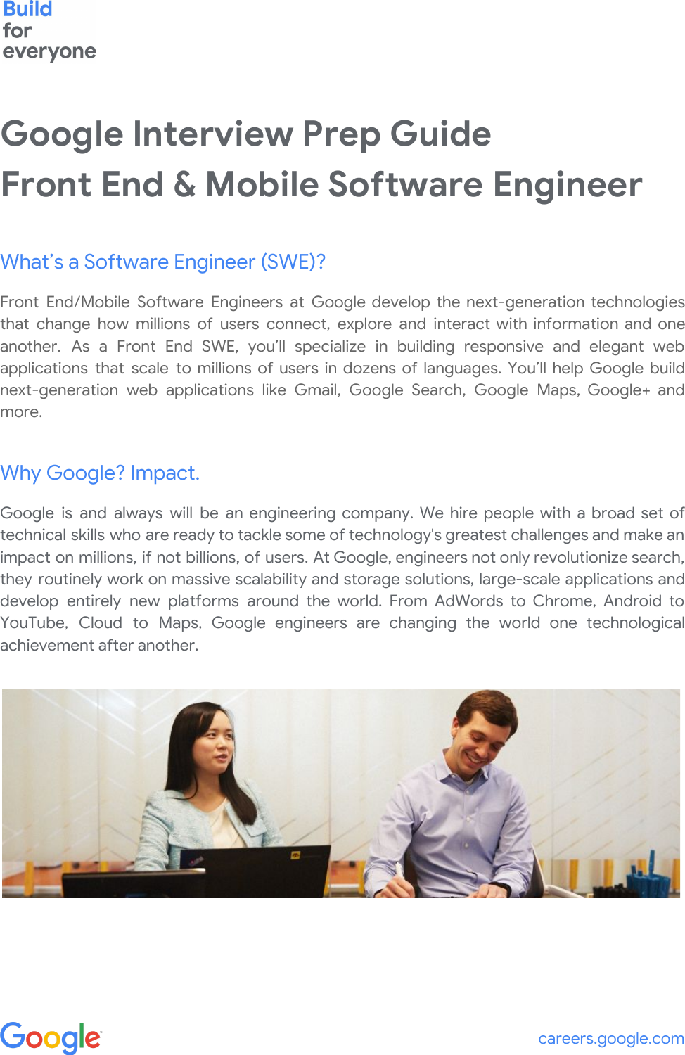 [Google Interview Prep Guide] Front End & Mobile SWE