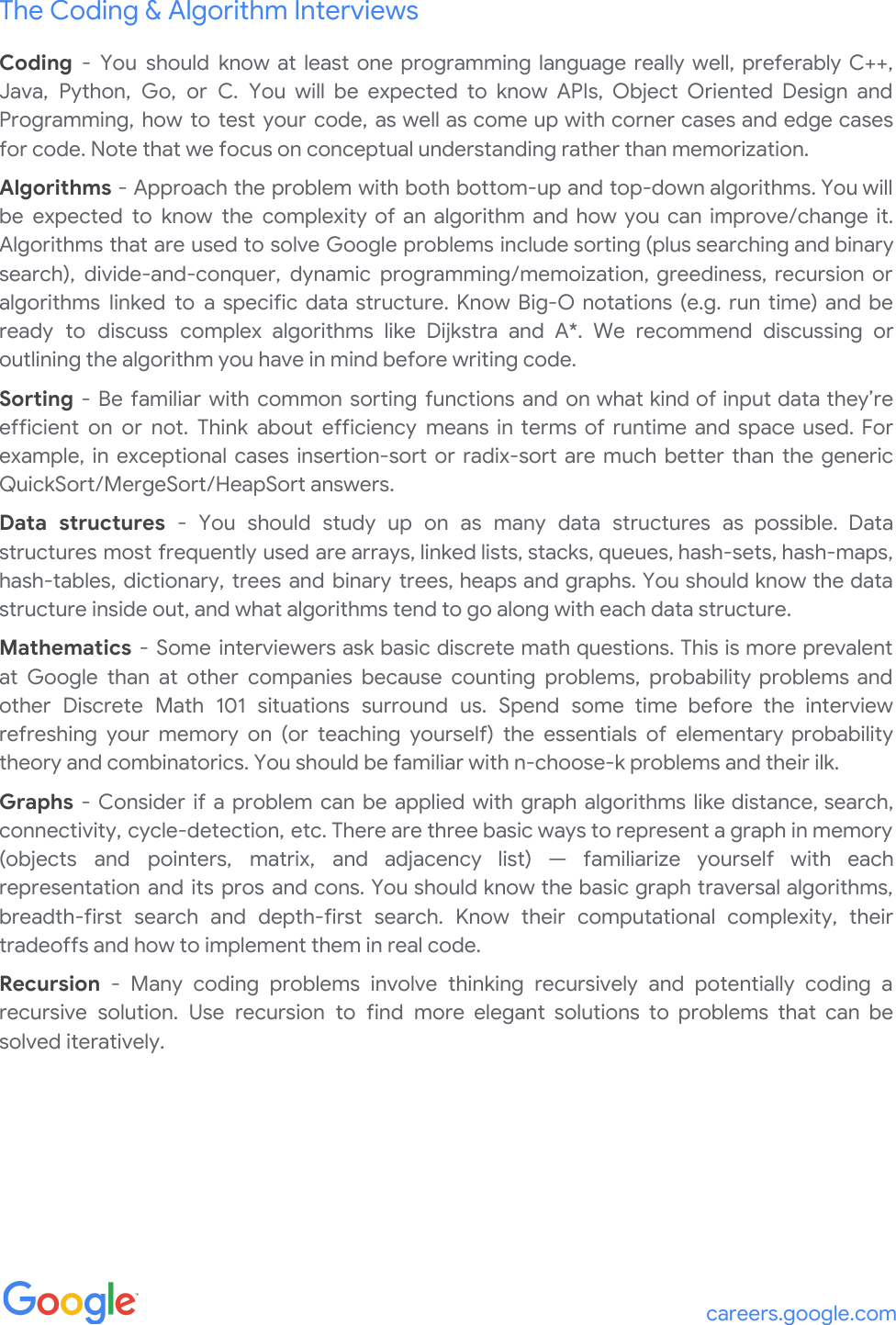 [Google Interview Prep Guide] Front End & Mobile SWE