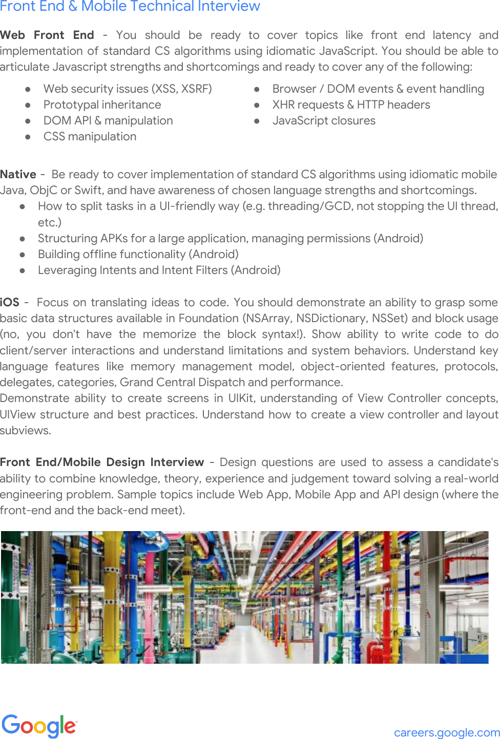 [Google Interview Prep Guide] Front End & Mobile SWE