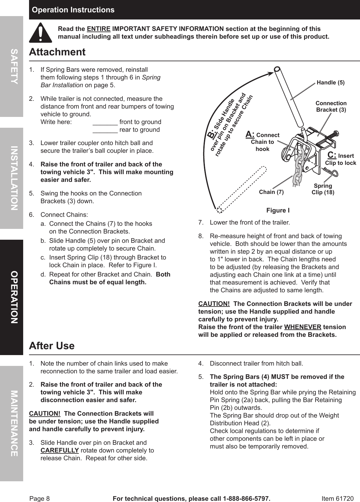 Manual For The 61720 10000 Lb. Capacity Weight Distributing Hitch
