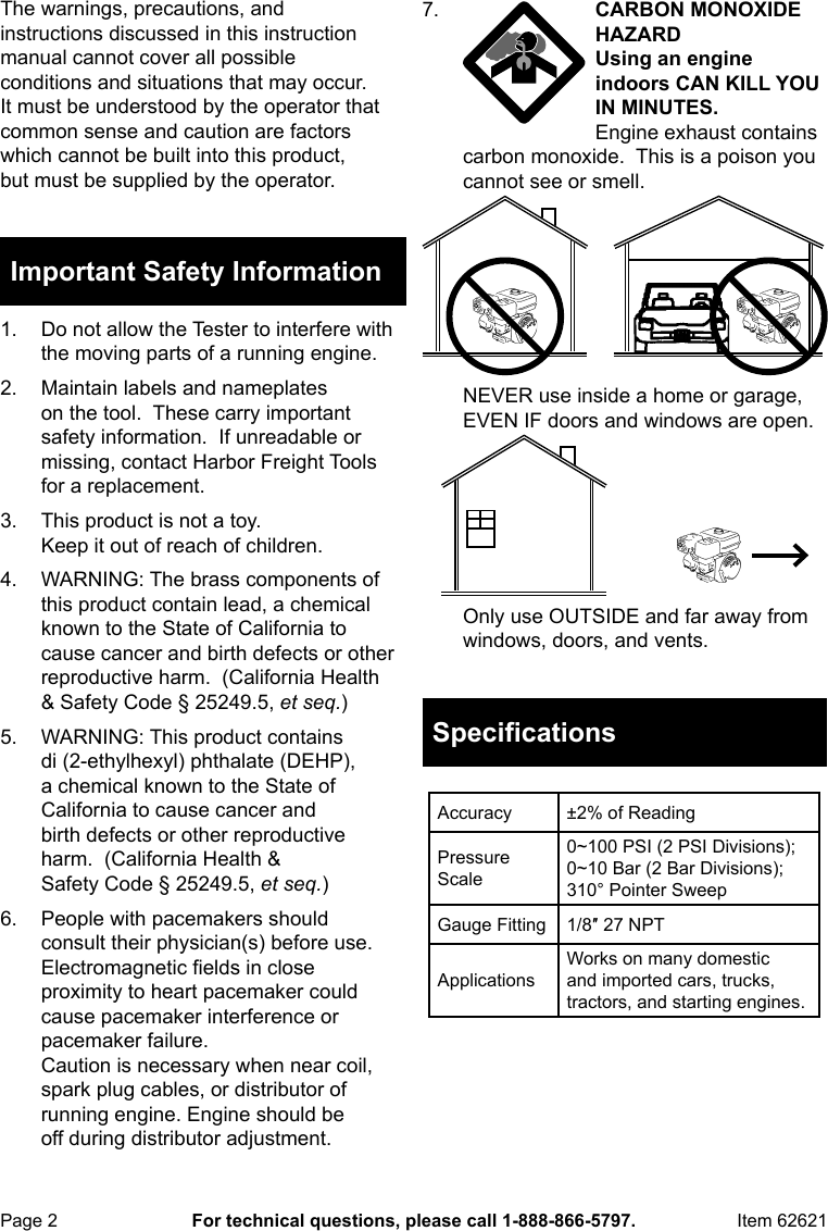 Manual For The 62621 Engine Oil Pressure Kit