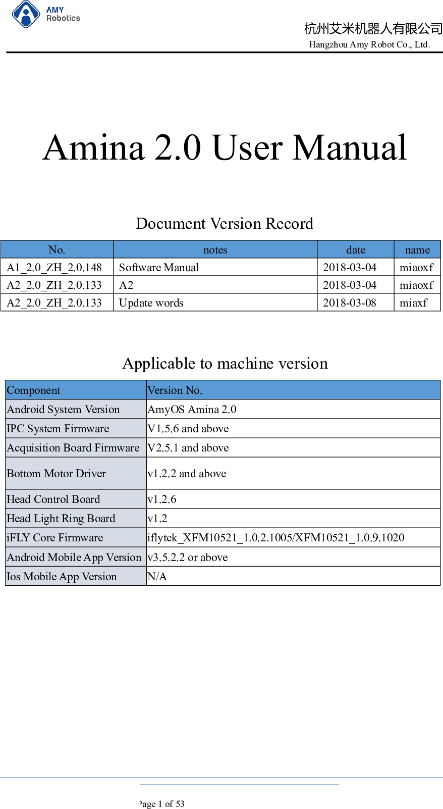 AMY Robot Basic User Manual