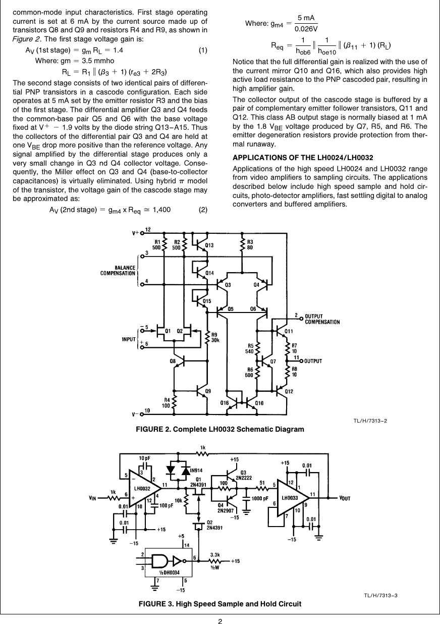 LH0024 And LH0032 High Speed Op Amp Applications AN 0253